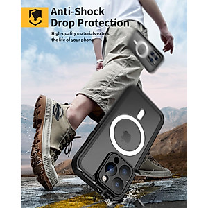 Lanhiem for Magnetic iPhone 14 Pro Max Case, Waterproof Dustproof Case with Built-in Screen Protector Compatible with Magsafe, Full Body Protective Cover for iPhone 14 Pro Max 6.7 inch -Black