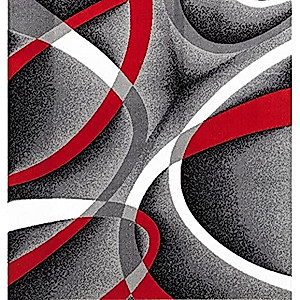 Luxe Weavers Gray Black Red White Geometric Swirls 9'0 x 12'6 Modern Abstract 9x12 Area Rug Carpet