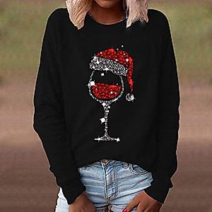 Christmas Shirts Womens Crewneck Sweatshirt Merry Letter Printed Plaid Tree Striped Splicing Christmas t-Shirt Women Base Layer 2023 Casual Holiday Knitwear Pullover Jumper Tops Western Outfits Fall