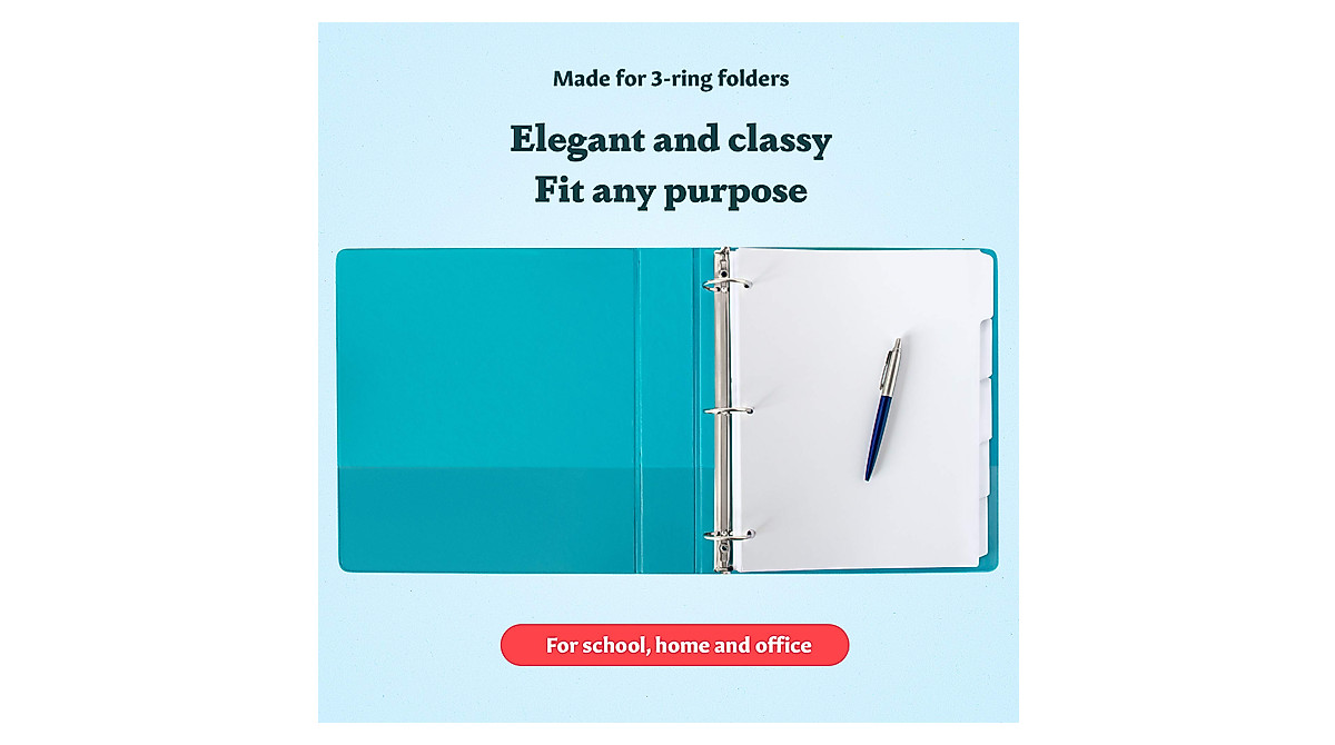 3 Ring Binder Dividers with Tabs - 20 Sets for Easy Organization