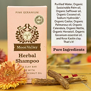 Moon Valley Organics HERBAL SHAMPOO BAR - PINK GERANIUM (2PACK)