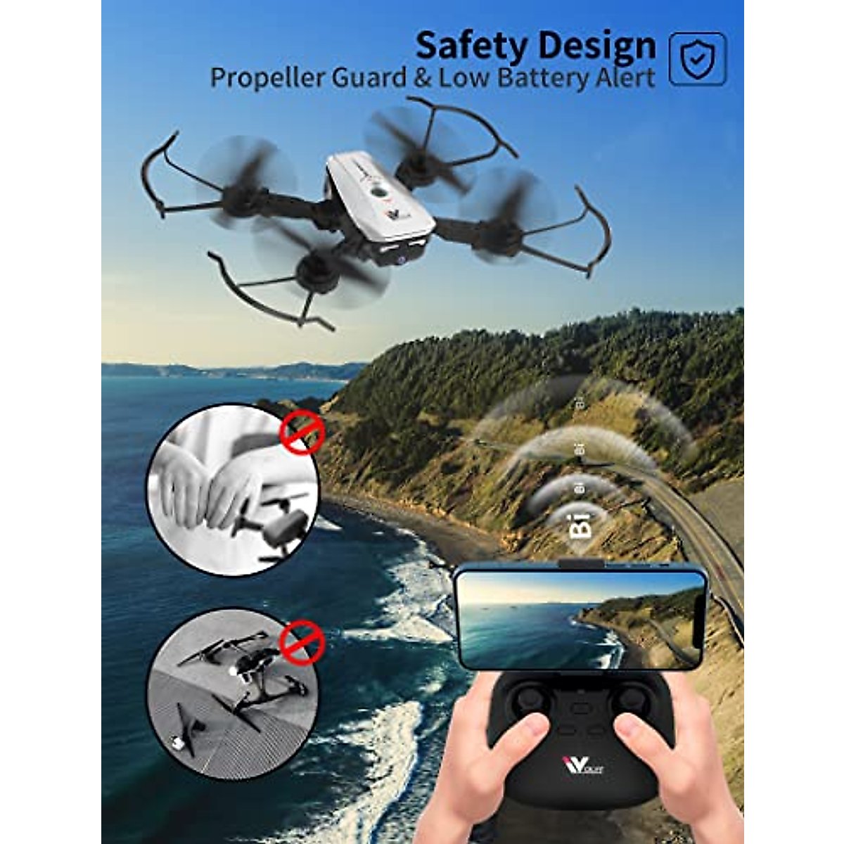 Drones with Camera for Adults/Kids/Beginners - FPV Drone with Camera 1080P Live Video Drones for Kids with 1 Key Fly/Land/Return Design Drones for Adults with 360° Flip/Custom Path/164fts Range RC Drone with Voice/Gesture/Gravity Control Gift Ideas