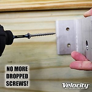 Velocity Exterior Long Length Wood Screws and Drive Bit – Screw Set with Long Large Wood Screws and StickTight™ Hexstix® Driver Bit (Size #12 x 6", 50 Count)