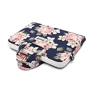canvaslife White Rose waterproof Patten Canvas Laptop Shoulder Messenger Bag Case Sleeve for 11 Inch 12 Inch 13 Inch Laptop and 11/12/ 13