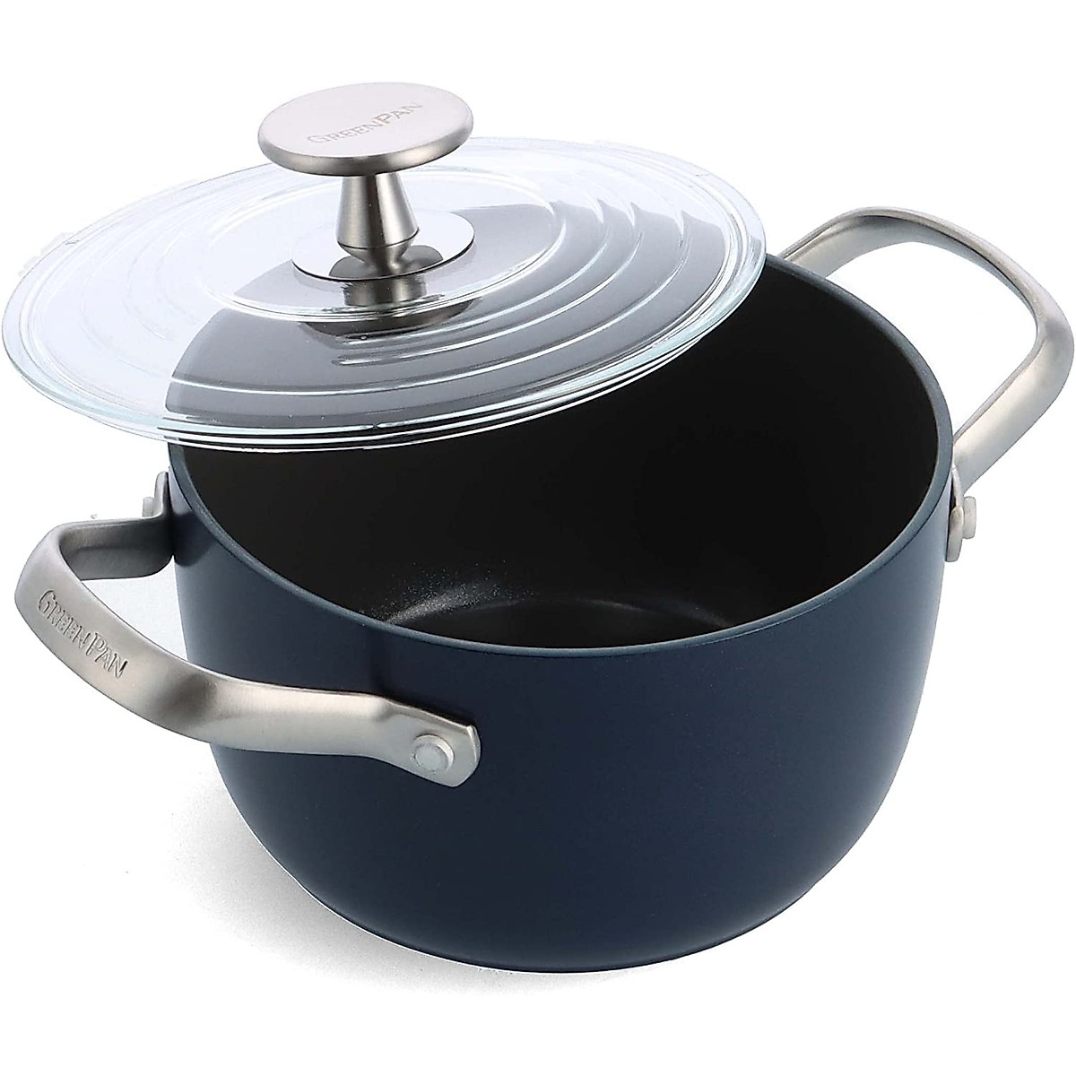 GreenPan Healthy Ceramic Nonstick, 2QT Rice Grains and Soup Maker Caldero Pot with Lid, PFAS-Free, Induction, Dishwasher Safe, Oven Safe, Blue