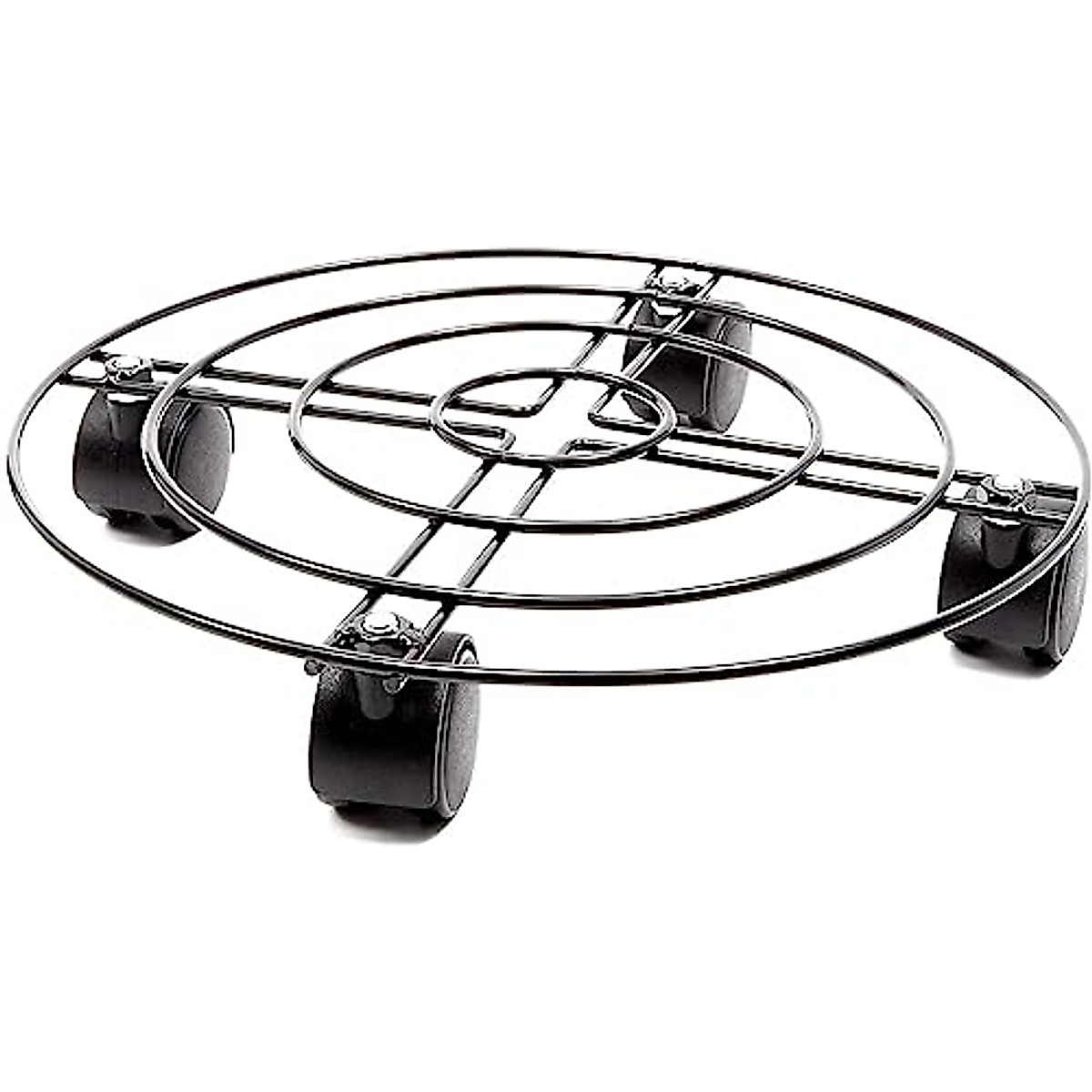 Juvale 12.5inches Iron Plant Caddy with Heavy Duty Wheels Casters, Metal Plant Dolly Rolling Flower Pot Planter Stand Mover on Round Rack, Rustproof for Indoor Outdoor Home Garden Patio, Black 12.5 inches