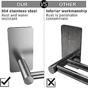 Taozun Towel Bar - 24 Inch Towel Holder with 2 Packs Adhesive Hooks, Hand Towel Rack Stick on Wall, Stainless Steel Bathroom Hardware Accessory Kit