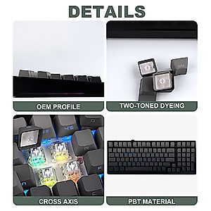 GEKUCAP Custom PBT Side Printed Keycaps, 134 Keys Gradient Grey Backlit Keycaps, Double Shot Shine Through Keycaps Set OEM Profile Keycap for Cherry Mx Switches Mechanical Gaming Keyboard