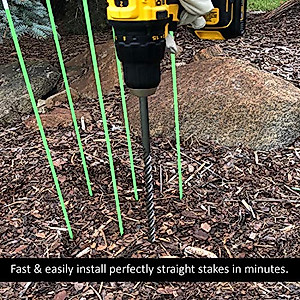 Keyfit Tools G.S.I. Contractor Grade Garden Stake Installation Tool Drill Bit Fast & Easily Install Garden Stakes Even in Frozen Soil Fiberglass Plant Support Stakes Tomato Cage Rebar Steel J Hook