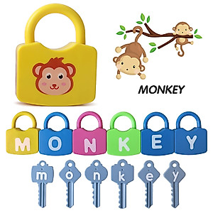 YECEN Color ABC Learning Lock Educational Letter Combination-with 26 Locks, 26 Keys Montessori Preschool Alphabet Learning Game Early Education Toys
