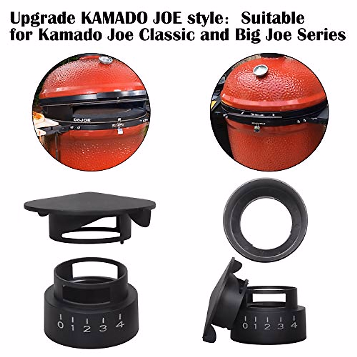 Umbrella Cast iron Cap for Kamado Joe Classic & Big Joe Series ，Replacement for Kamado Joe Dual Function Metal Chimney Top Kamado Joe Replacement Parts