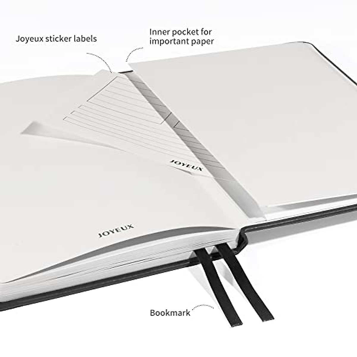 JOYEUX Blank Journal Notebook, A5, 160 Pages 100 Gsm Thick Sketch Books Hardcover Journal for Writing, 5.7 inches x 8 inches Notebooks for Work (Blank)