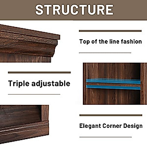 LYNSLIM Wooden Bookcase, 5-Shelf Free Standing Bookcase for Home Office Living Room Open Display Organizer Storage Bookshelf, Oak Finish Decor Furniture (Brown)