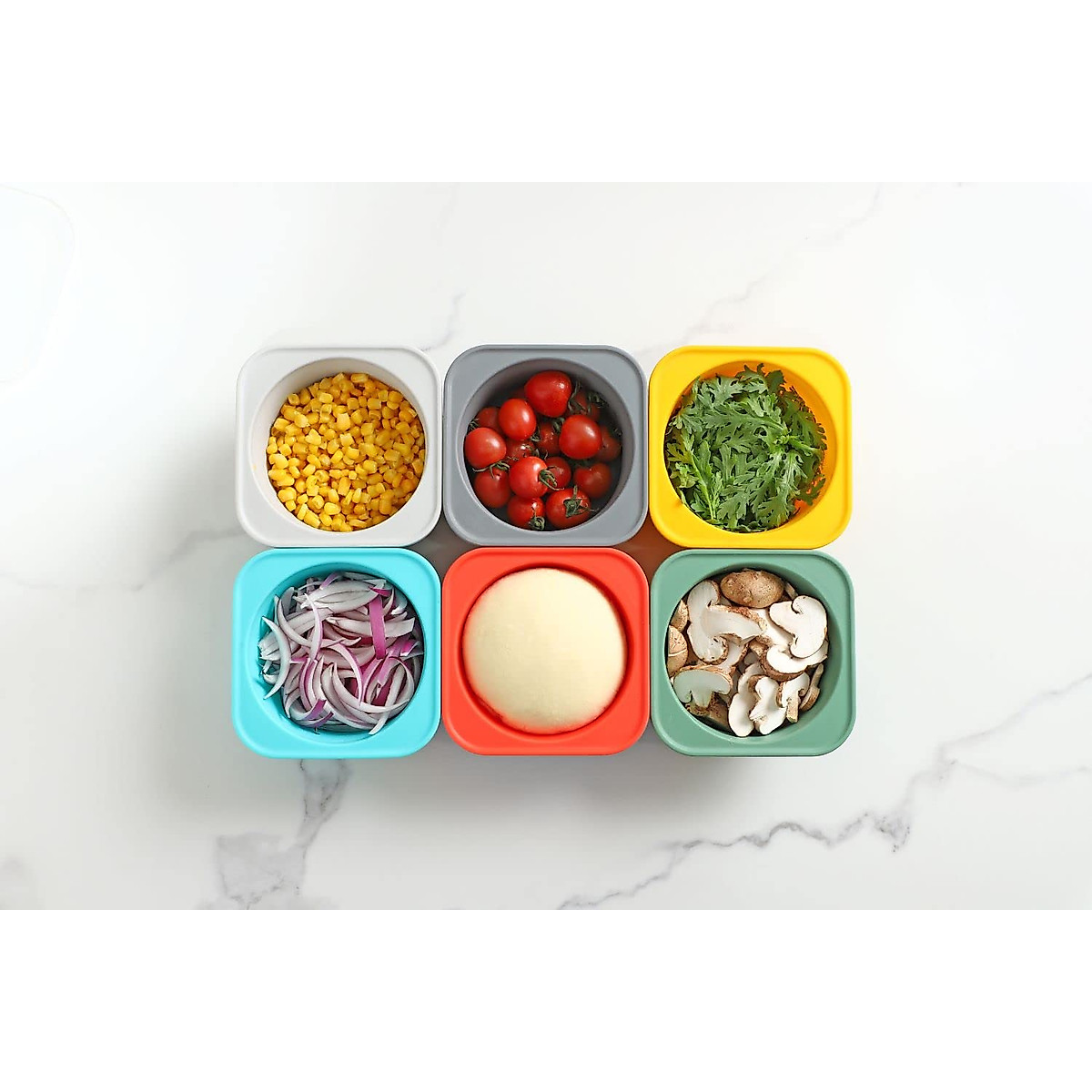 KEVJES Stackable Silicone Artisan Pizza Dough Proofing Proving Containers with Lids-2/3/4/5 pack-500ml portion (Grey, 2 PACK)