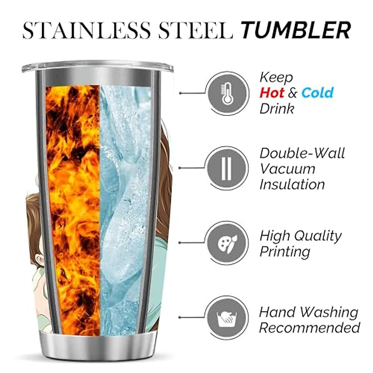 FOCIUZTA 20oz Playful Landscape Tumbler with lid, Travel Coffee Cup, Ideal for Easter, Gaming Enthusiast, Mother Day, and birthday gifts