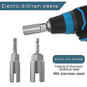 (2 Pack 2 Size 12mm,19mm) hex shank nut driver power wing nut drill bit socket tool drive kit, slotted wing nut drill sleeve wrench wrench kit, panel nut screw eye C-shaped hook bolt