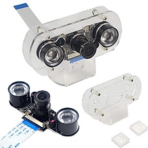 HiLetgo Raspberry Pi Camera 5MP OV5647 Adjustable-Focus Webcam Night Vision Camera Module Video 1080p for Raspberry-pi 2 Raspberry-pi 3 Model B Model B+ with Case