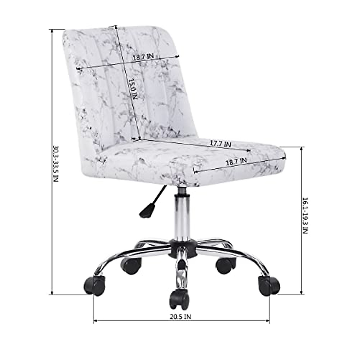 Geniqua Fabric Office Chair Adjustable Height Casters Computer Task Chair Swivel Home Office, Marble