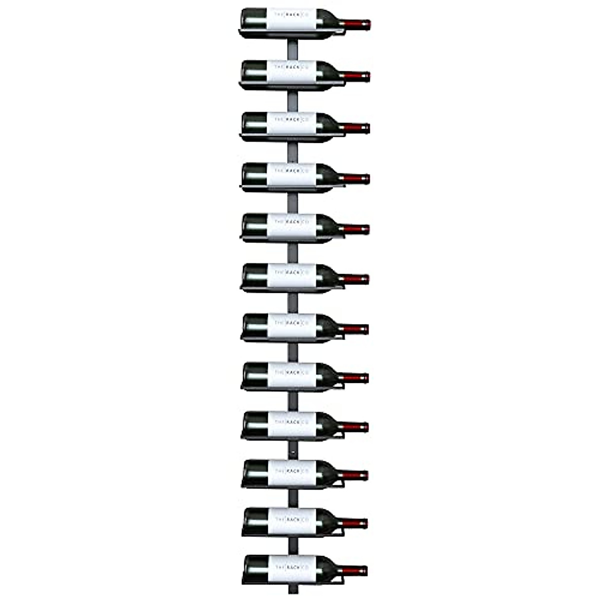 TheRackCo. Wall Series - Center Frame Metal Wall Mount Wine Bottle Rack, Black (12 Bottles) + Free Corkscrew Wine Bottle Opener