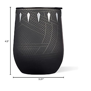 Corkcicle Marvel Black Panther 12 oz Triple-Insulated Stemless Insulated Reusable Cup with Lid and Silicone Bottom