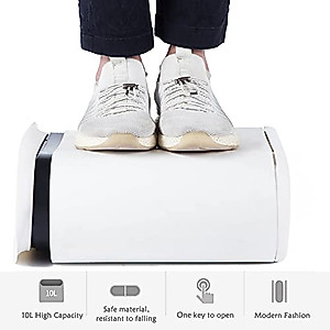 YISTOS 10 Liter Slim Rectangular Waste Bin, Wastebasket with Press Type Lid, 2.4 Gallon Garbage Baskets for Bathroom, Powder Room,Bedroom,Kitchen,Craft Room, Office-Grey Lid