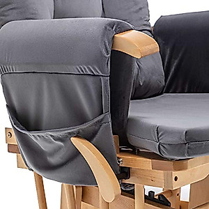 Paddie Dark Grey Massage Glider Rocker Replacement Cushions with Storage Velvet Washable Non Slip for Glider Rocking Chair, 5PCS