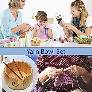 CHEERZEER CUSTOMIZE Personalized Large Wooden Bowl with Lid for Knitters and Crocheters, Wood Yarn Ball Holder Gift for Grandma and Mom on Mother's Day, Christmas, Birthdays