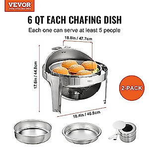 VEVOR Chafing Dish Buffet Set, 2 Packs, Silver