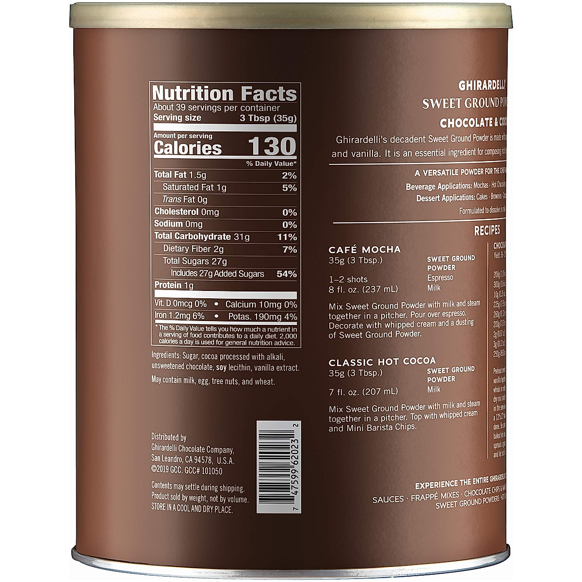 Ghirardelli Sweet Ground Chocolate and Cocoa | 3 lb. | Baking & Desserts