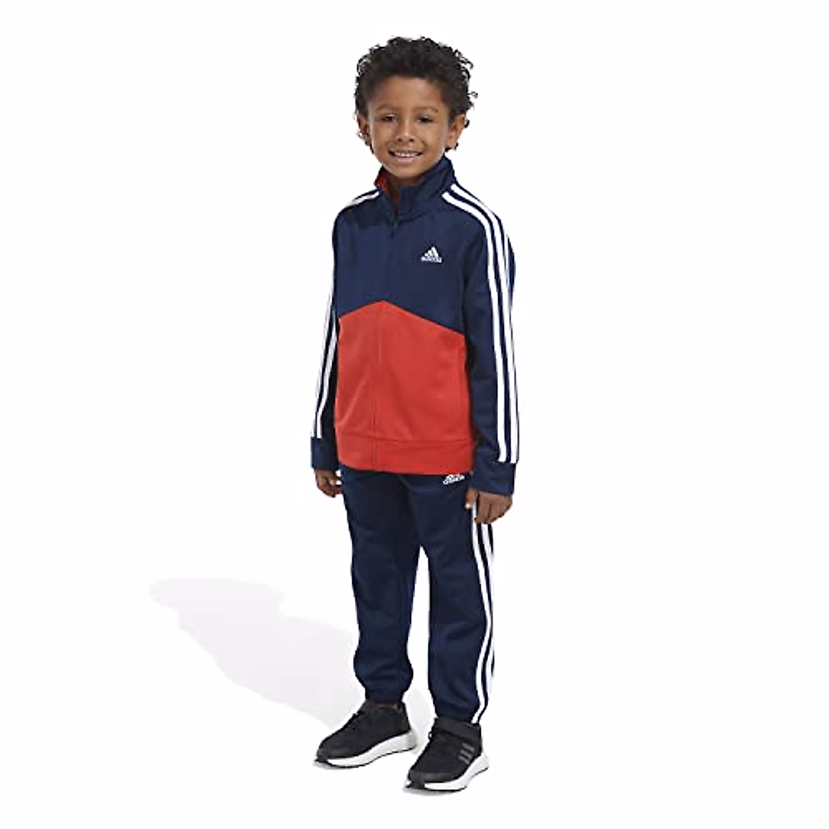 adidas Boys' 2-Piece Color Block Tricot Track Set, Collegiate Navy, 5