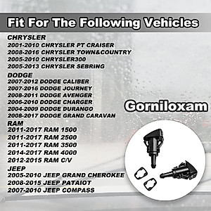 Gorniloxam Windshield Washer Nozzles, Replacement for Chrysler for Jeep for Dodge for Ram, Replaces OE: 5113049AA,4805742AB (Spray Jet Kit)(2PCS)