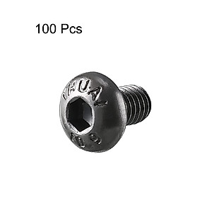 uxcell M3x5mm Button Head Hex Socket Cap Screw Bolt Black 100pcs