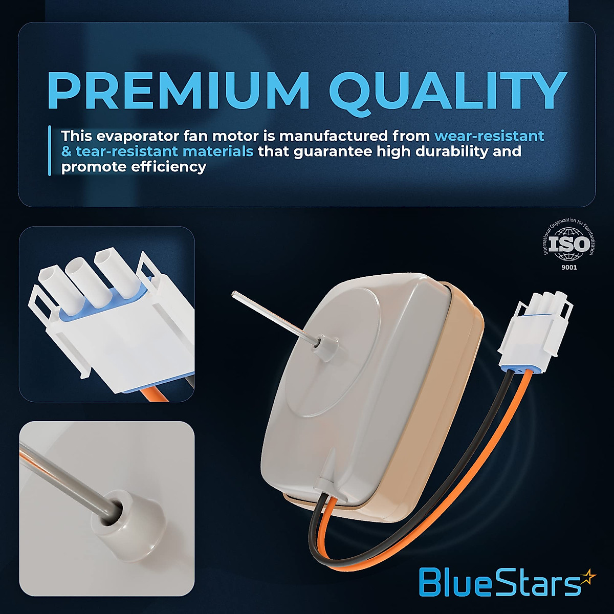 WR60X10141 Refrigerator Evaporator Fan Motor Replacement by BlueStars - Fits GE Hotpoint Fridges - Replaces WR60X31522 WR60X23584 AP5955766 WR60X10346 PS10063450 WR60X10045 WR60X10046