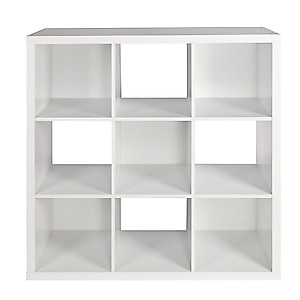 PACHIRA US 9 Cube Storage Shelf Organizer Open Bookshelf Floor Standing Wooden Display Shelf with Backplane, 13 x 13 x 15 Inch Cube Storage Shelf, White Finish