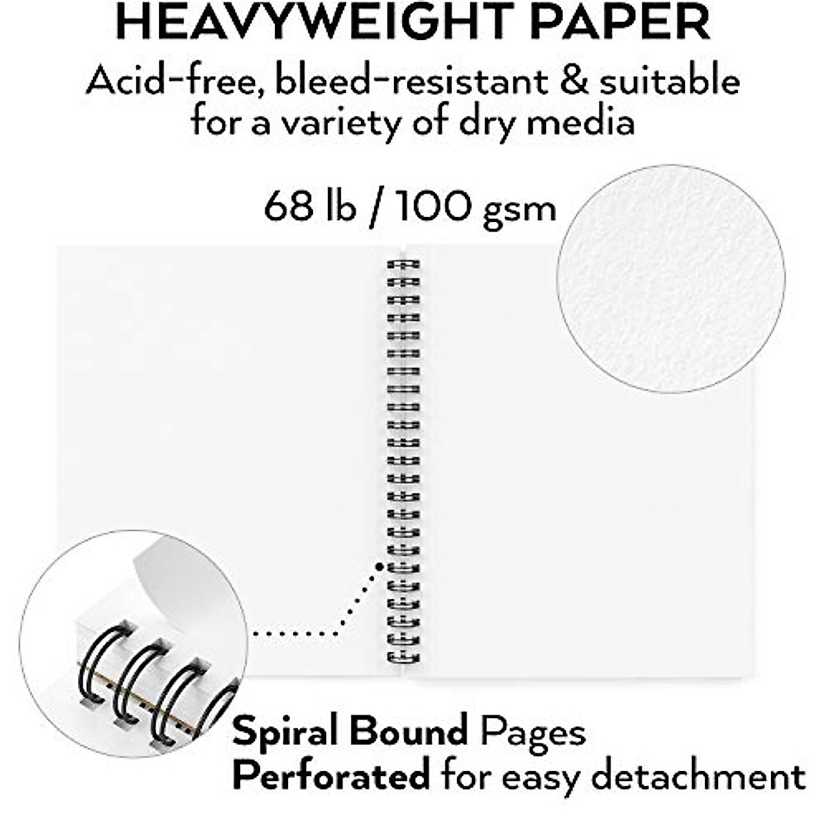 Arteza 9X12" Sketch Book, 100 Sheets (68 lb/100gsm), Spiral Bound Artist Sketch Pad, Durable Acid Free Drawing Paper, Ideal for Adults & Teens, Bright White