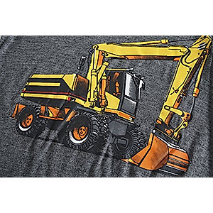 Family Feeling Excavator Little Boys Long Sleeve Pajamas Sets Cotton Pyjamas Kids Pjs Size 5 Grey