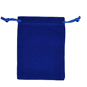 KUPOO 50 Pieces Wholesale Lot - Royal Blue Velvet Cloth Jewelry Pouches/Drawstring Bags 4" X 3"