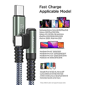 100W USB C to USB C Cable 10ft, Type C to Type C Cable, AINOPE USBC to USBC Fast Charging Cable Right Angle Compatible with MacBook Air/Pro, iPad Pro 12.9/11/Air/Mini, Samsung Galaxy S22/21/20/Note20