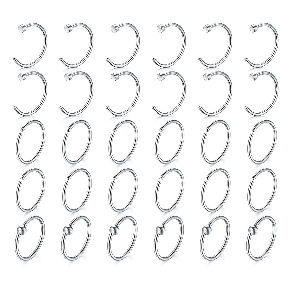 AVYRING 22G or 20G Nose Rings Hoop Stainless Steel Nose Nostril Septum Rings Lip rings Medusa Piercing Jewelry