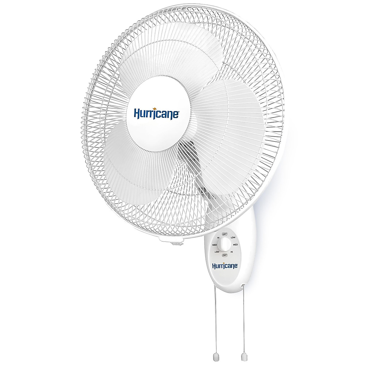 Hurricane Wall Mount Fan - 16 Inch, Supreme Series, Wall Fan with 90 Degree Oscillation, 3 Speed Settings, Adjustable Tilt - ETL Listed, White