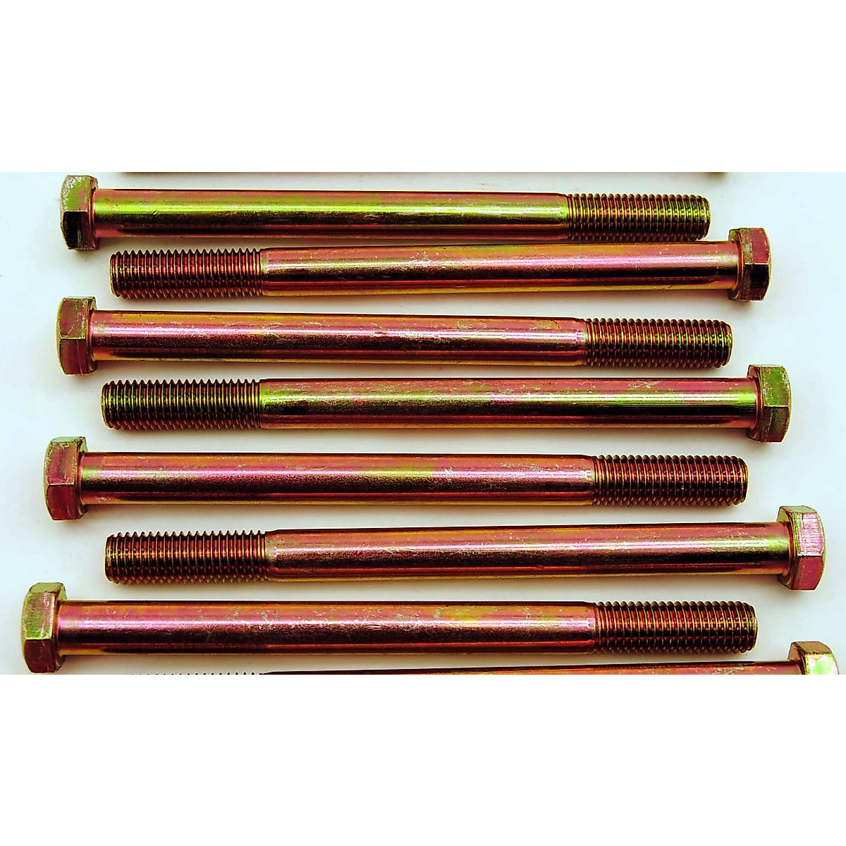 (8) Hex Head 5/8-11 x 8 Grade 8 Bolts Yellow Zinc Cap Screws