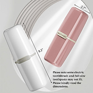 HyJeryty Pink Plastic Travel Toothbrush Holder Case with Cover, Portable Travel Toothbrush Cup, Storage Container for School Camping Business Trip Bathroom