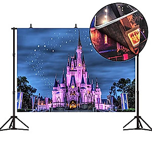 Castle Backdrop 7x5ft Beautiful Castle Night View Photography Background for Children and Girl Birthday Party Photo Video Shooting Props BV037