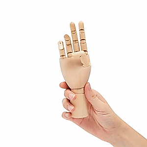 Wooden Hand Model, 7 in Right Hand Art Mannequin Figure with Posable Fingers for Drawing School, Practice, Supplies, Hand Jewelry Display, Decoration, Sketching