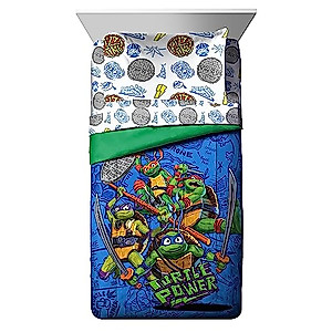 Jay Franco Nickelodeon Teenage Mutant Ninja Turtles Full Comforter Set - 7 Piece Bedding Includes Sheet Set & Pillow Covers - Super Soft Mutant Mayhem Microfiber Bed Set