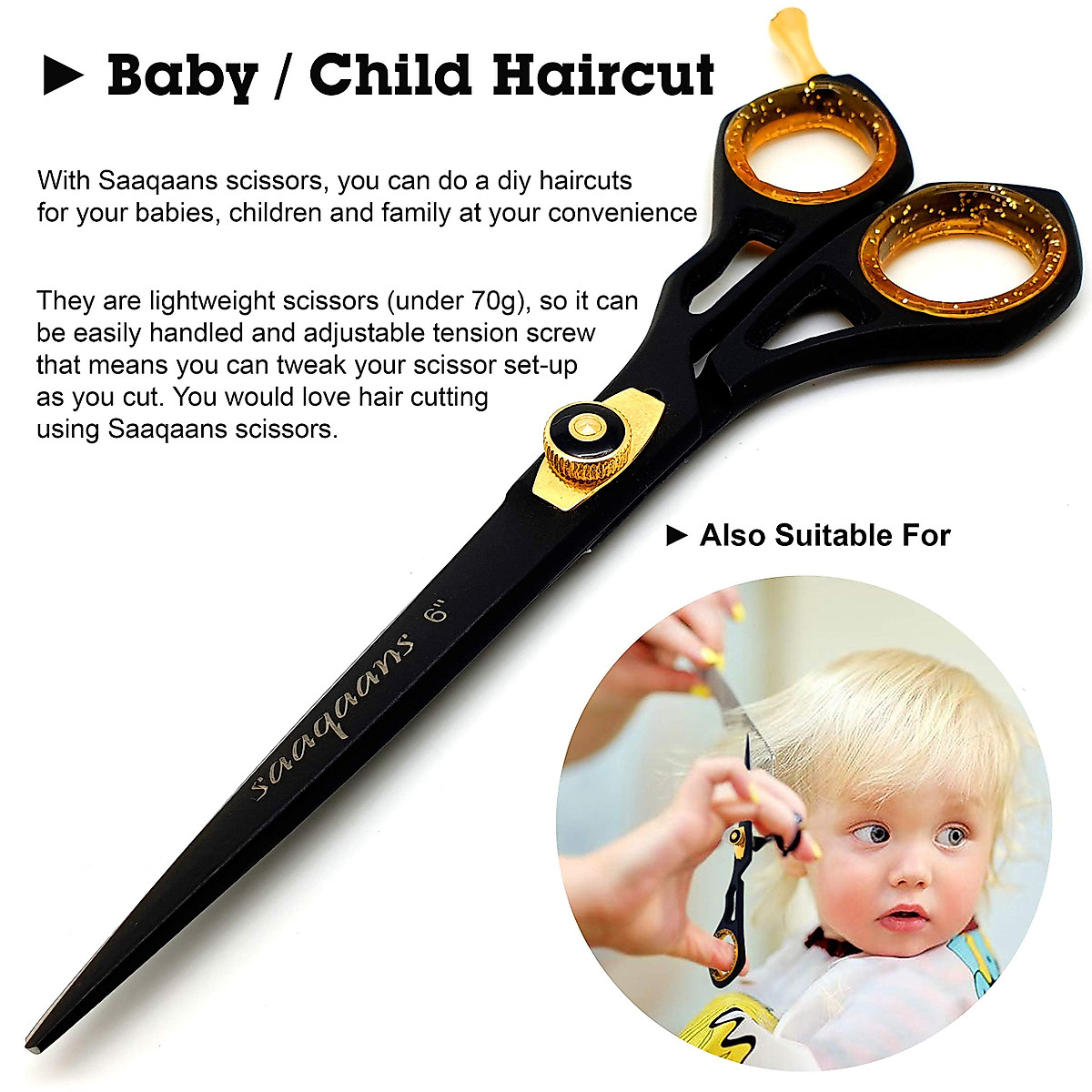 Saaqaans Professional Barber Shears Kit Tools - Hair Cutting Scissors Set for Hairdresser/Hair Salon + Thinning/Texture Hairdressing Haircut Shear for Beautician + Straight Razor + 10 Blades with Case