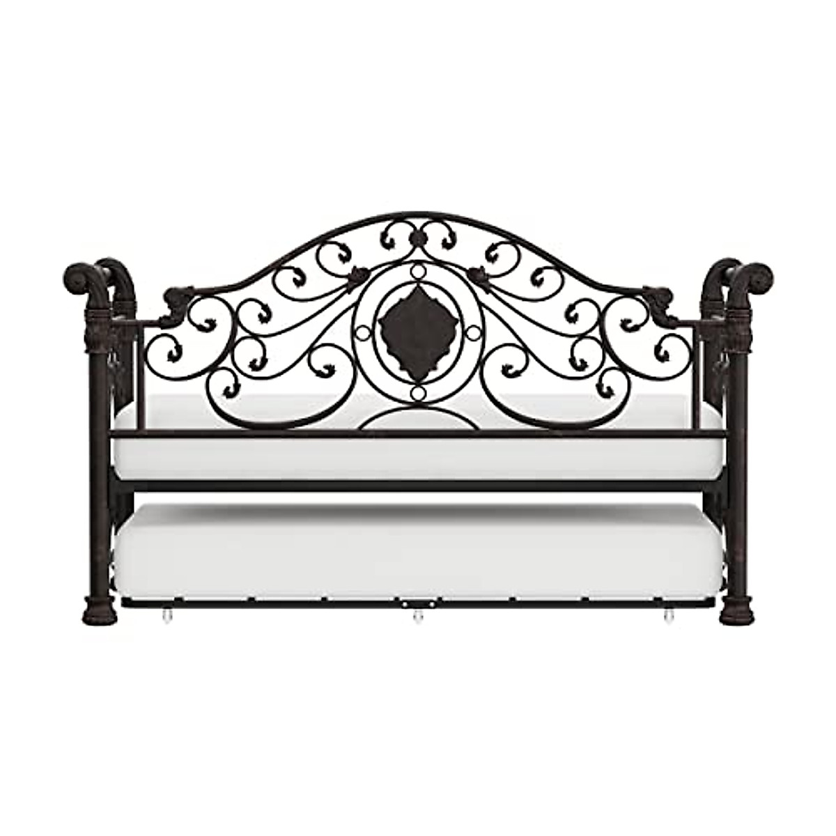 Hillsdale Mercer Metal Sleigh Daybed with Suspension Deck and Trundle in Brown