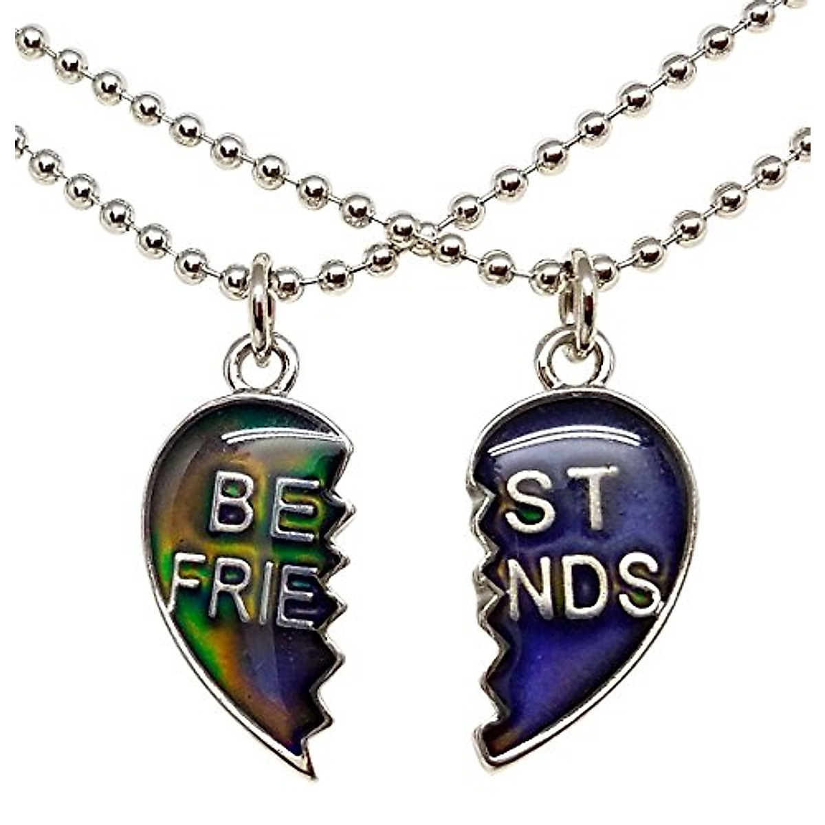 Cool Jewels Mood Best Friend Heart Necklaces for 2