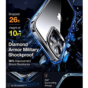 TORRAS Diamond Clear iPhone 14 Pro Case, 10FT Military Grade Drop Tested, Non-Yellowing, Shockproof Protective Hard Back Slim Thin Clear Case for iPhone 14 Pro Phone Case, 6.1 Inch, Clear