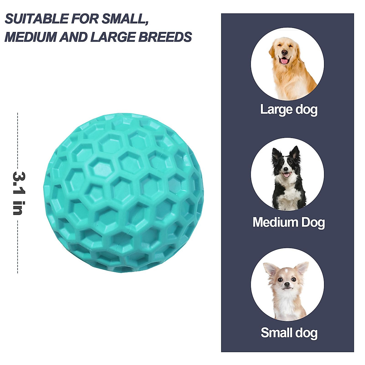 Dog Squeaky Balls, Dog Toys for Aggressive Chewers Large/Medium Breed, Durable Tough Chew Toys for Aggressive Chewers, Natural Rubber Dog Balls Interactive Toys